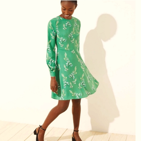 LOFT | Dresses | Loft Jade Green Floral Branch Dress | Poshmark